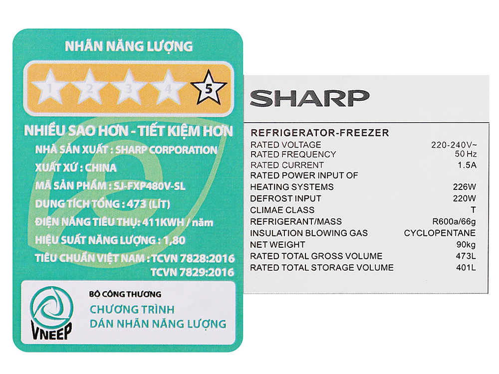 Tủ lạnh Sharp Inverter 401 lít SJ-FXP480V-SL - META.vn