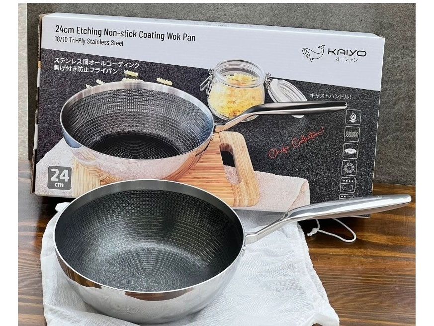 Chảo inox chống dính hoa văn nổi đáy liền sâu lòng Kaiyo size 24cm ...