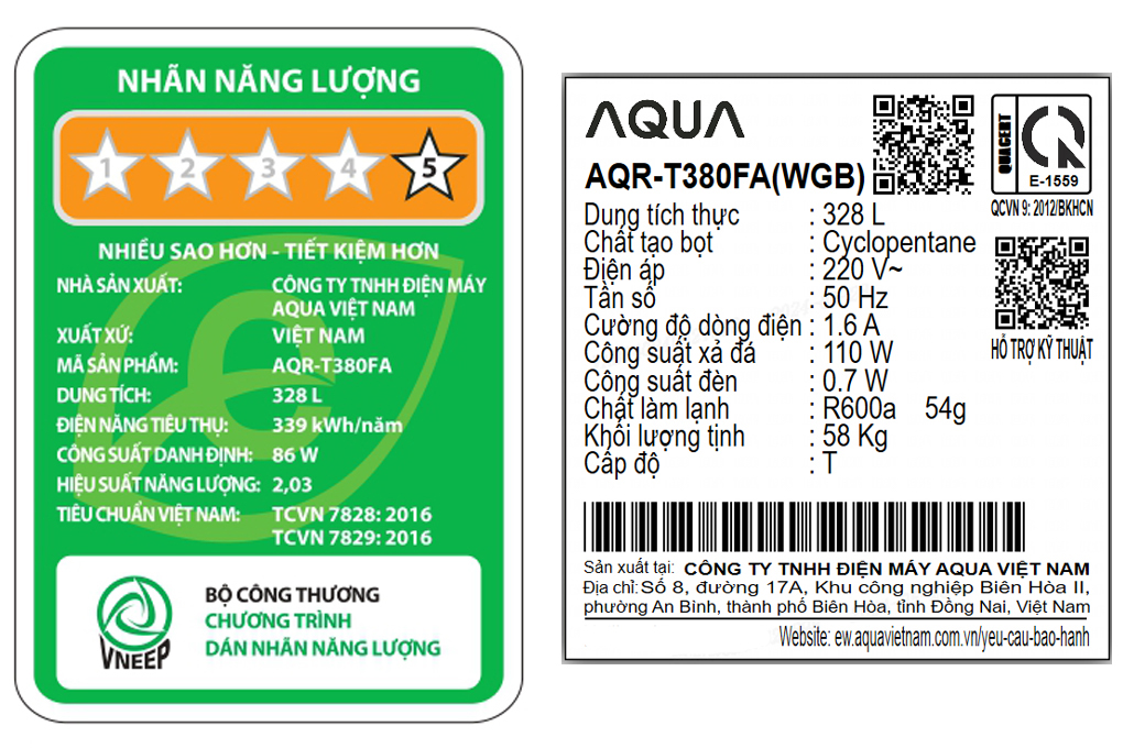 Tủ lạnh Aqua Inverter 328 lít AQR-T380FA(WGB) - META.vn