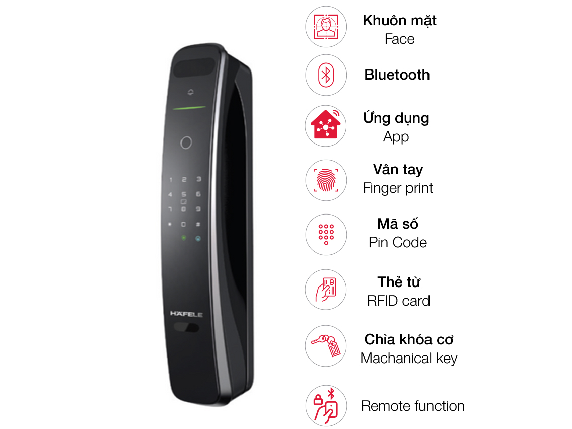 Khóa điện tử nhận diện khuôn mặt 3D-PP9100 Hafele 912.20.697 - META.vn