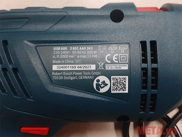 Máy khoan động lực 600W Bosch GSB 600 Set 100 món - 06011A03K1 - META.vn