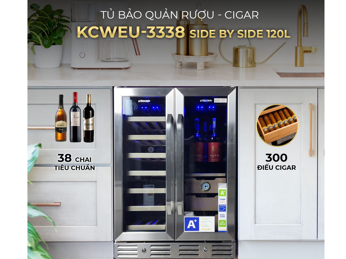 Tủ rượu đa năng Side By Side 3 trong 1 KCWEU-3338 - META.vn