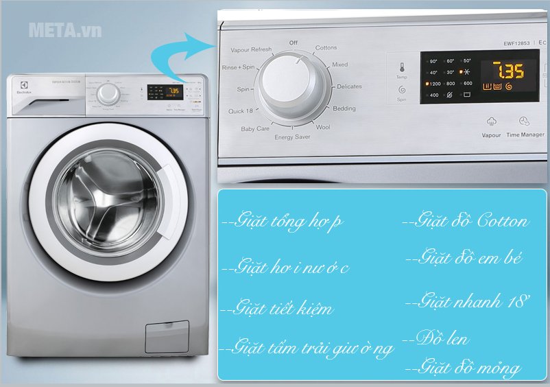 Máy giặt Electrolux EWF12853S 8kg - META.vn