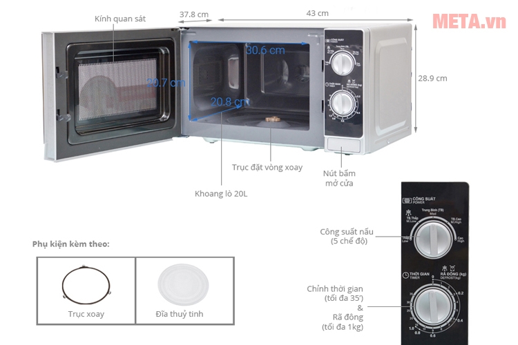 Lò vi sóng Sharp R-205VN-S (20 lít) - META.vn