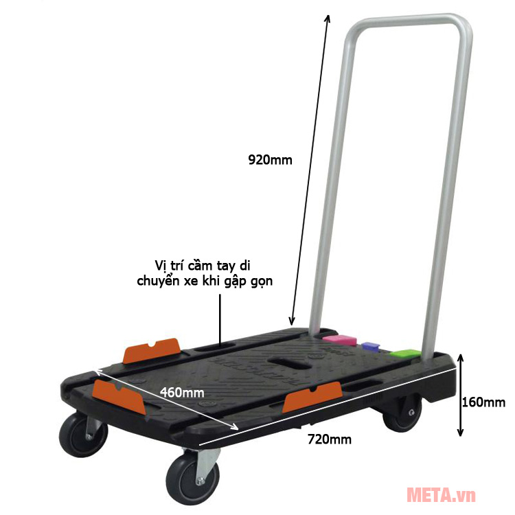 Xe đẩy hàng Nansin Nhật Bản CC-101KB2 (150kg) có khóa dừng - META.vn