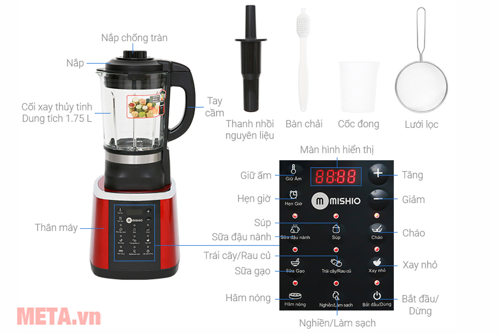 Máy làm sữa hạt đa năng Mishio MK160 - META.vn