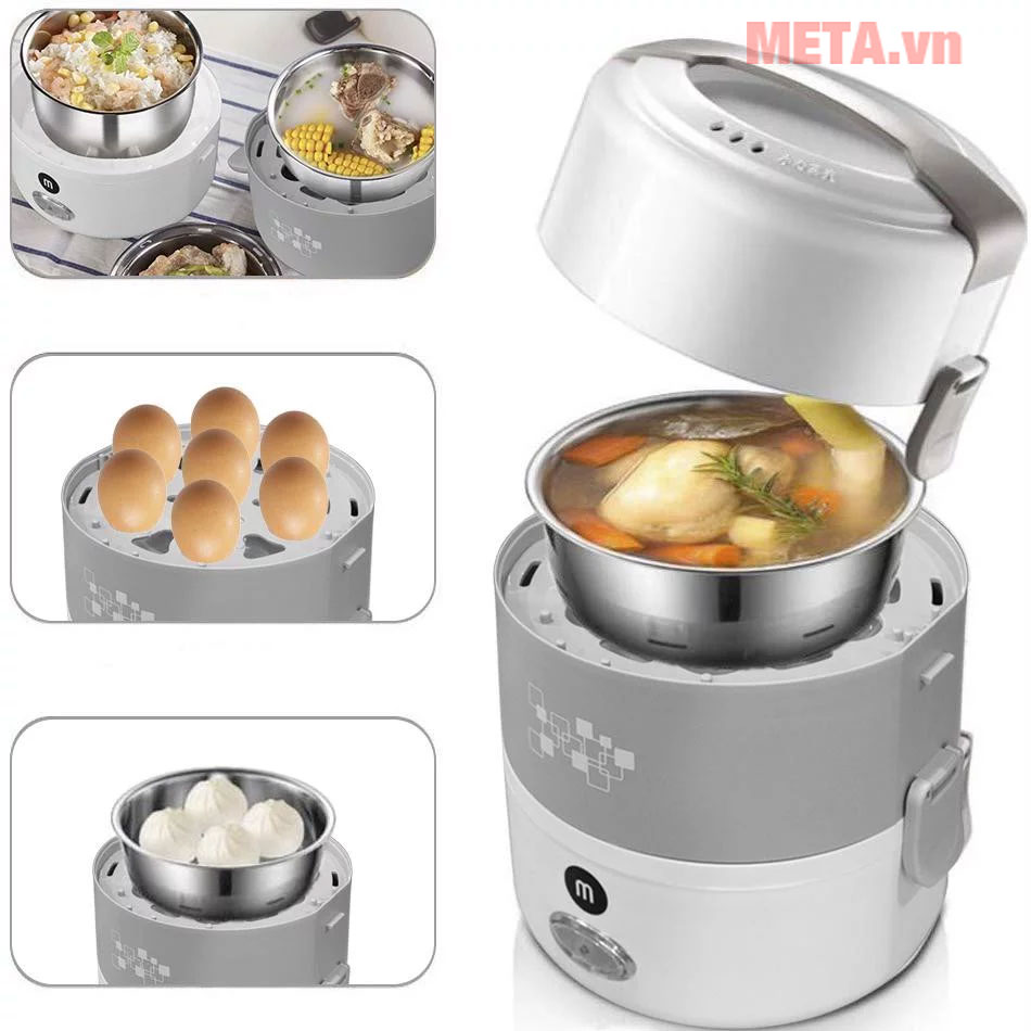 Hộp hâm nóng thức ăn Mishio MK-182 inox 304 - META.vn