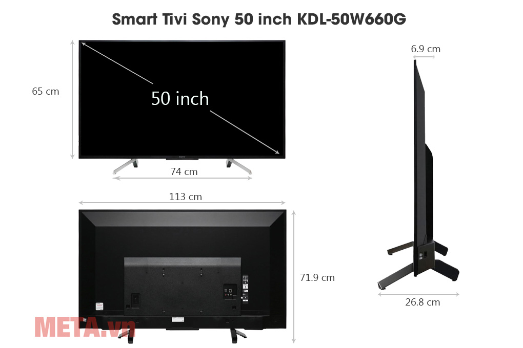 Kích thước TV 50 inch của Samsung, LG và Sony - META.vn
