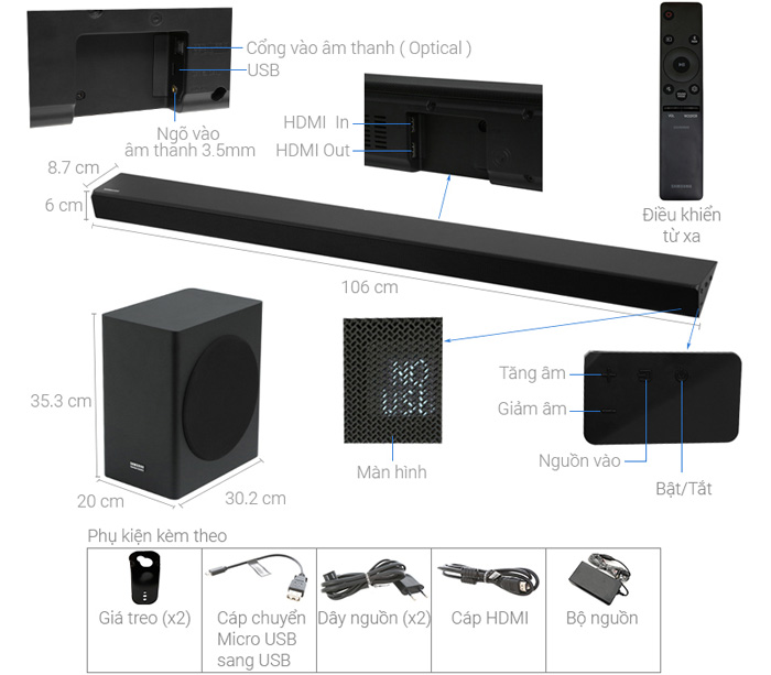 Loa thanh soundbar Samsung 3.1 HW-R650 340W - META.vn