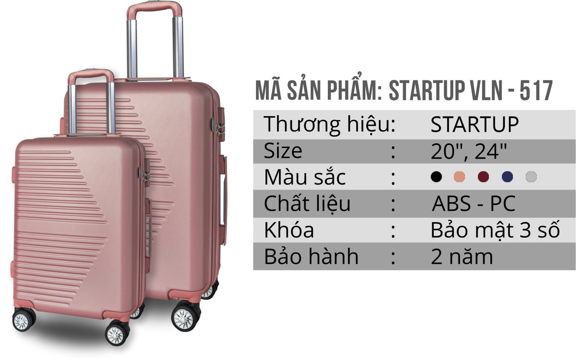 Vali nhựa Hùng Phát VLN 517 (511) 20 inch - META.vn