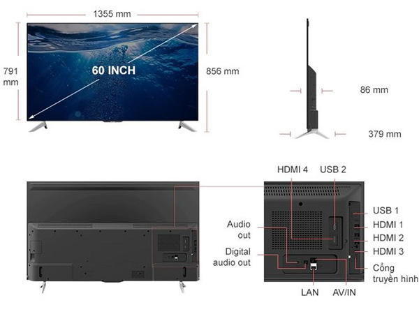 Android tivi Sharp 4K 60 inch LC-60UA6800X - META.vn