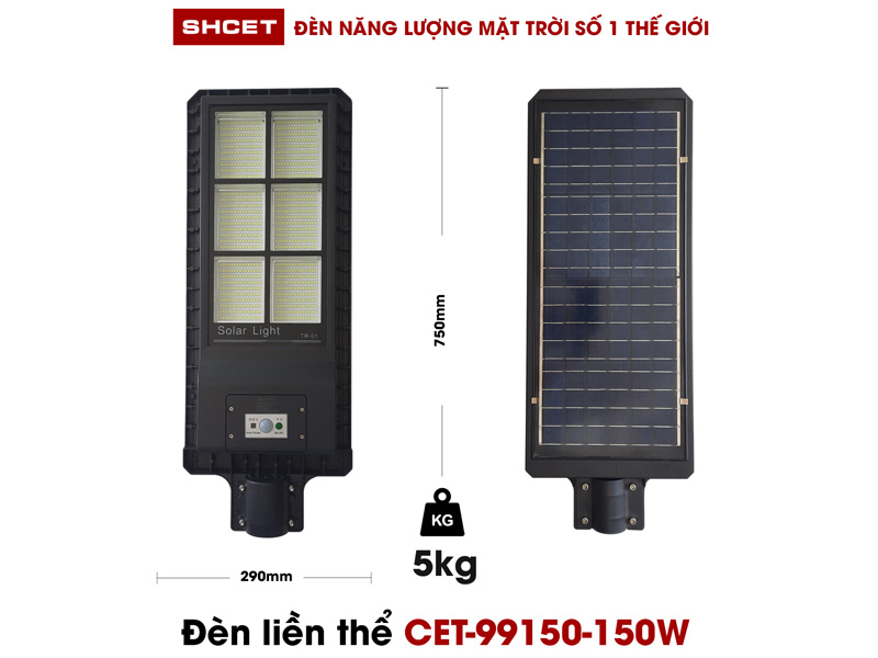 Đèn năng lượng mặt trời Solar SHCET CET-99150-150W (chiếu sáng 120m2 ...