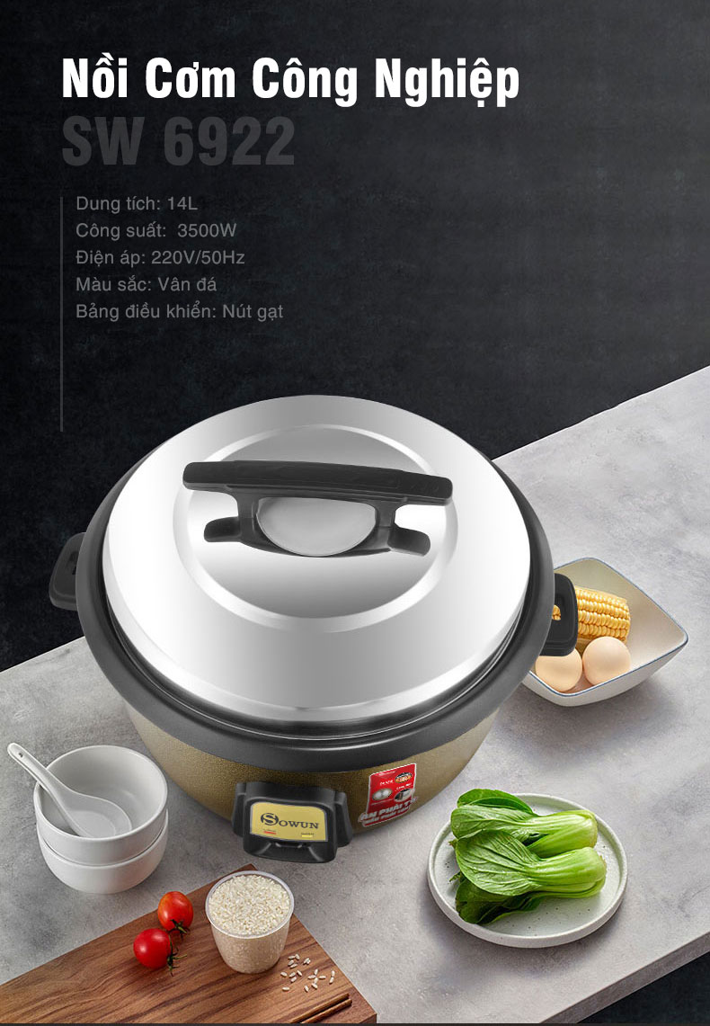 Nồi cơm điện công nghiệp Sowun SW 6922 (14 lít) - META.vn