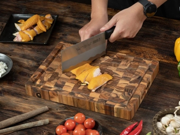 Thớt chặt gỗ Teak đầu cây Kaiyo hình chữ nhật DC04 (35x25x3.8cm) - META.vn