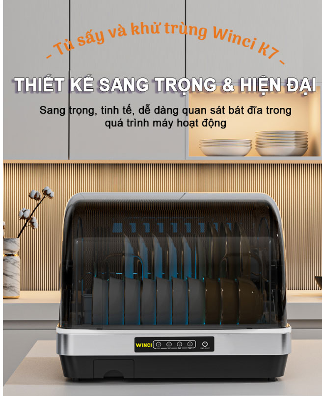 Máy sấy và khử trùng bát đĩa Winci K7-UV007 (42 lít) - META.vn