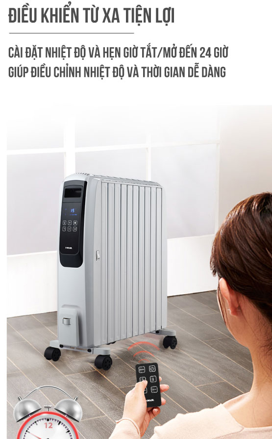 Máy sưởi dầu điện tử 10 thanh Roler RH-2119A (Có điều khiển từ xa ...