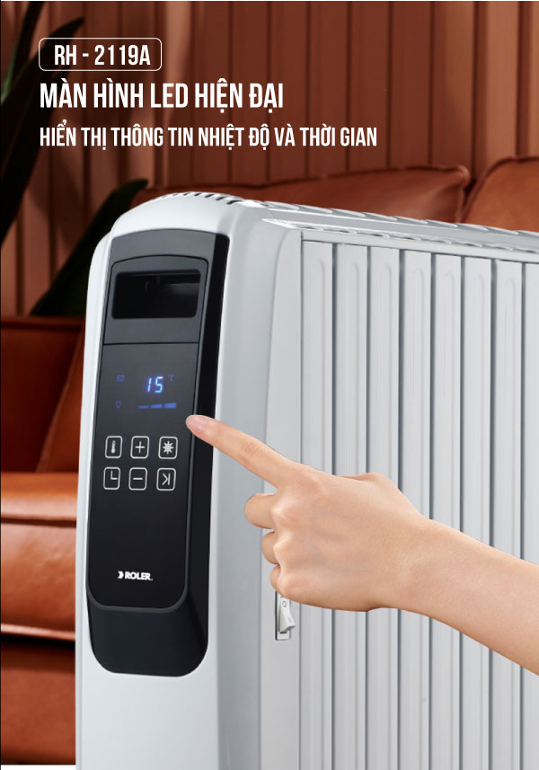 Máy sưởi dầu điện tử 10 thanh Roler RH-2119A (Có điều khiển từ xa ...