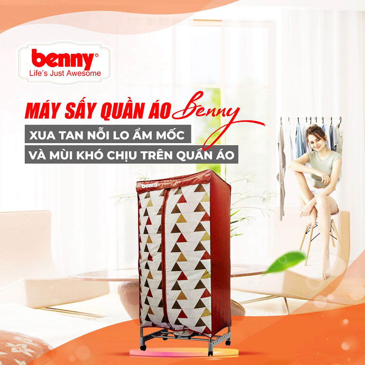 Máy sấy quần áo Benny BD-03 (1.200W) - META.vn