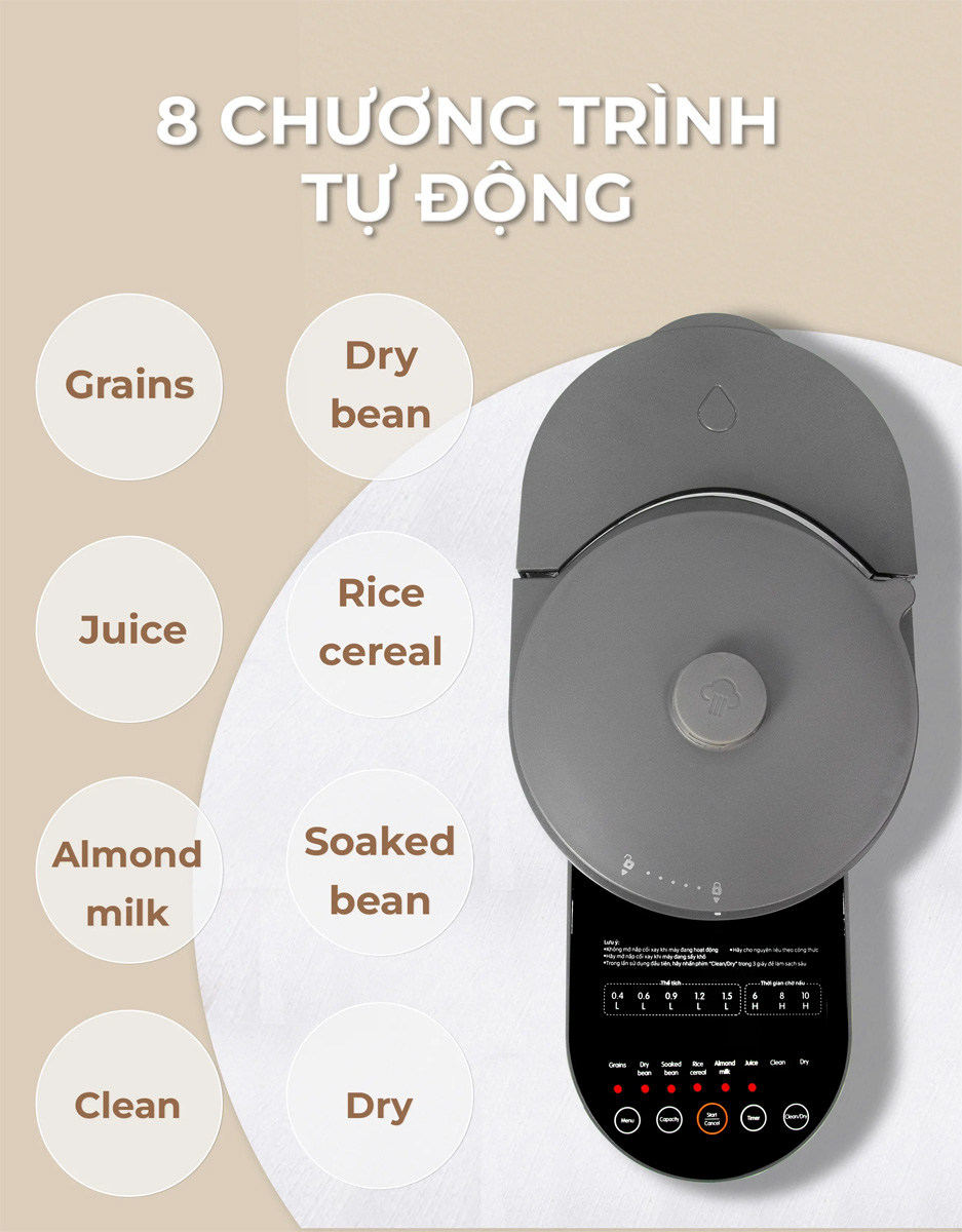 Máy xay nấu sữa hạt đa năng tự động rửa Magic Eco AC-140 - META.vn