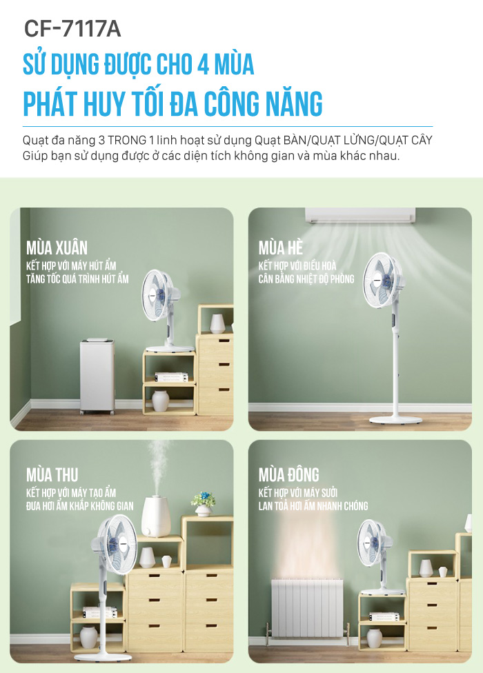 Quạt cây 5 cánh có điều khiển Coex CF-7117A (3 in 1) - META.vn