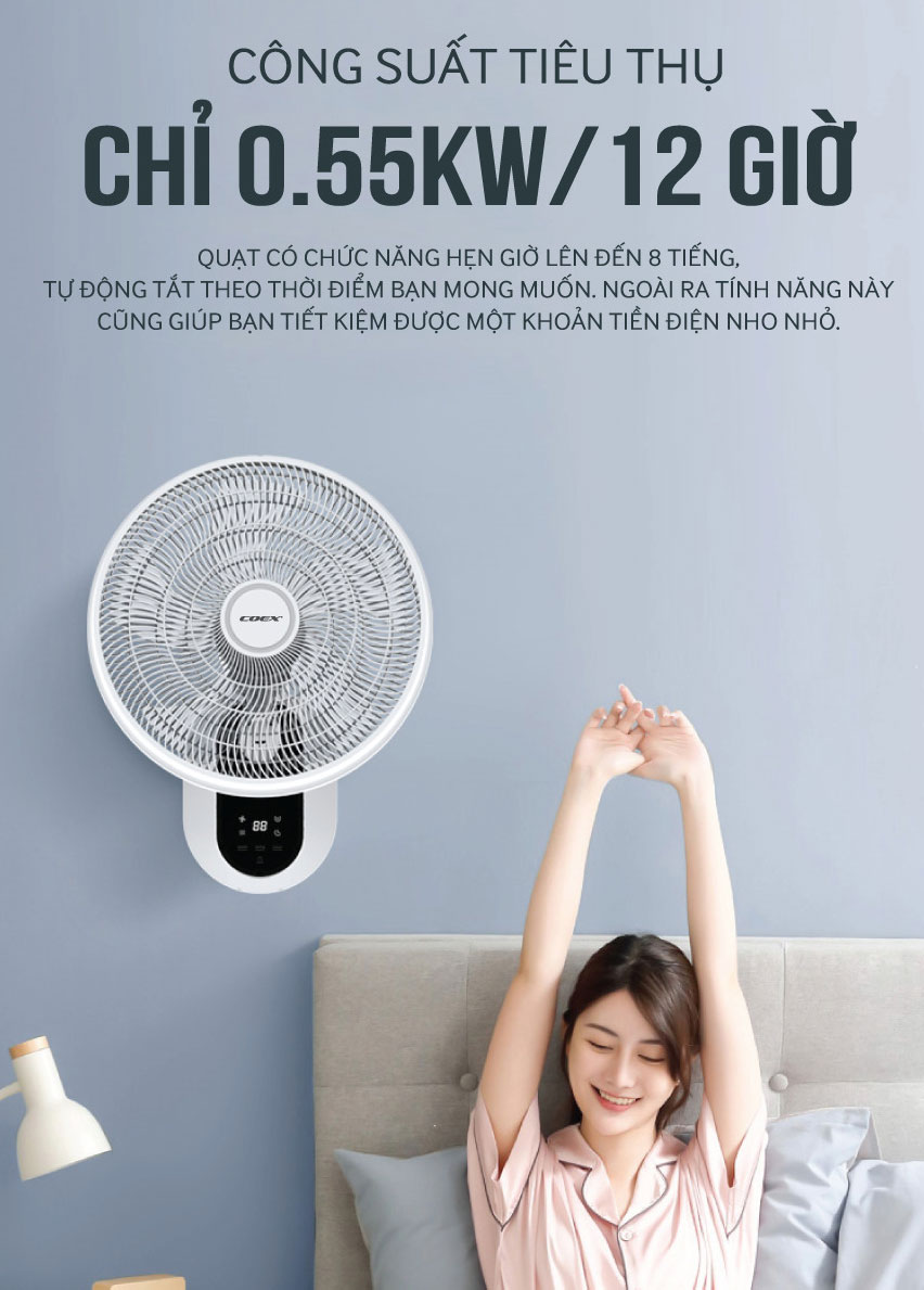 Quạt treo tường Coex CW-7211A (Có điều khiển) - META.vn
