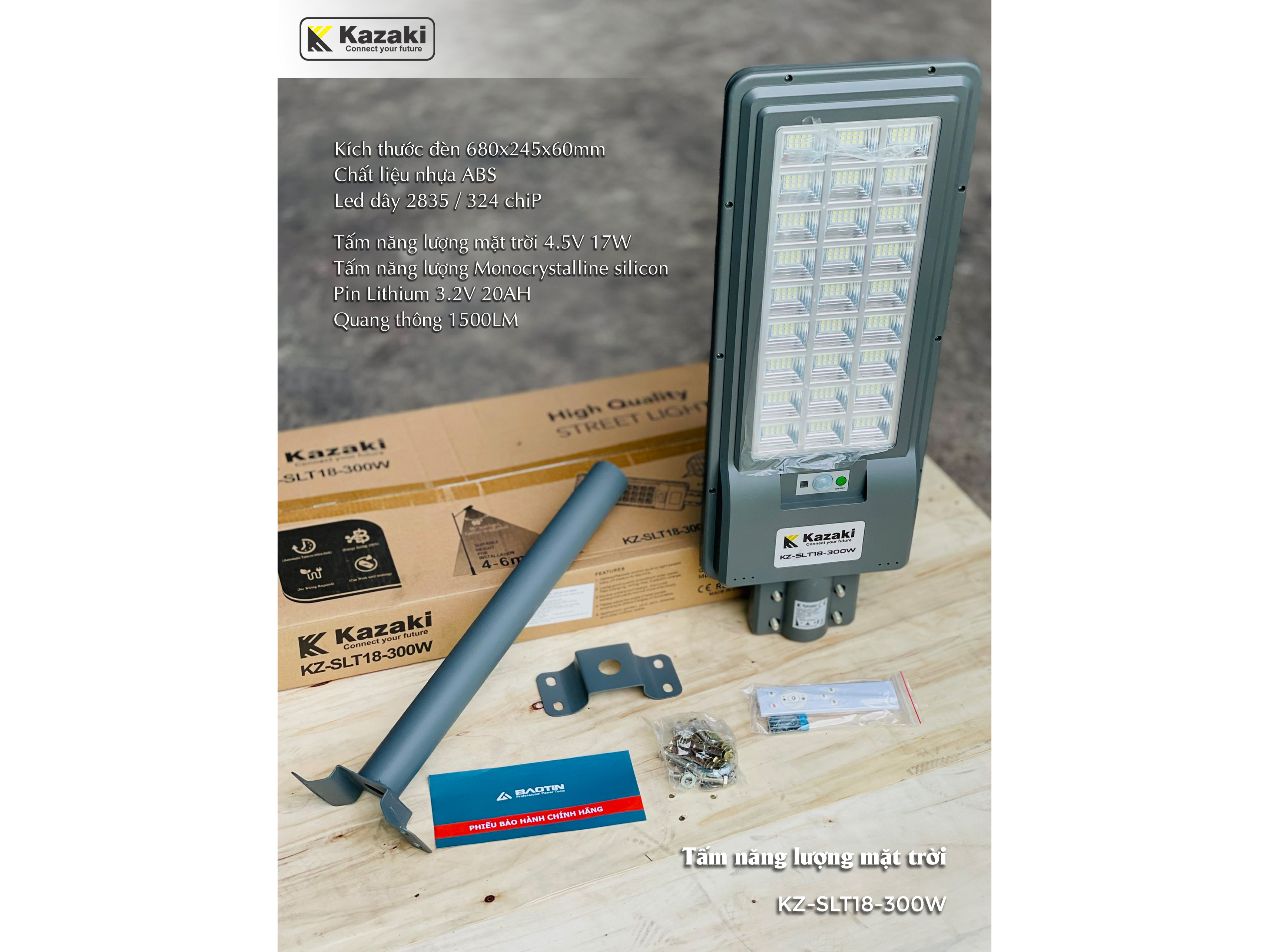 Đèn năng lượng mặt trời Kazaki KZ-SLT18-300W - META.vn