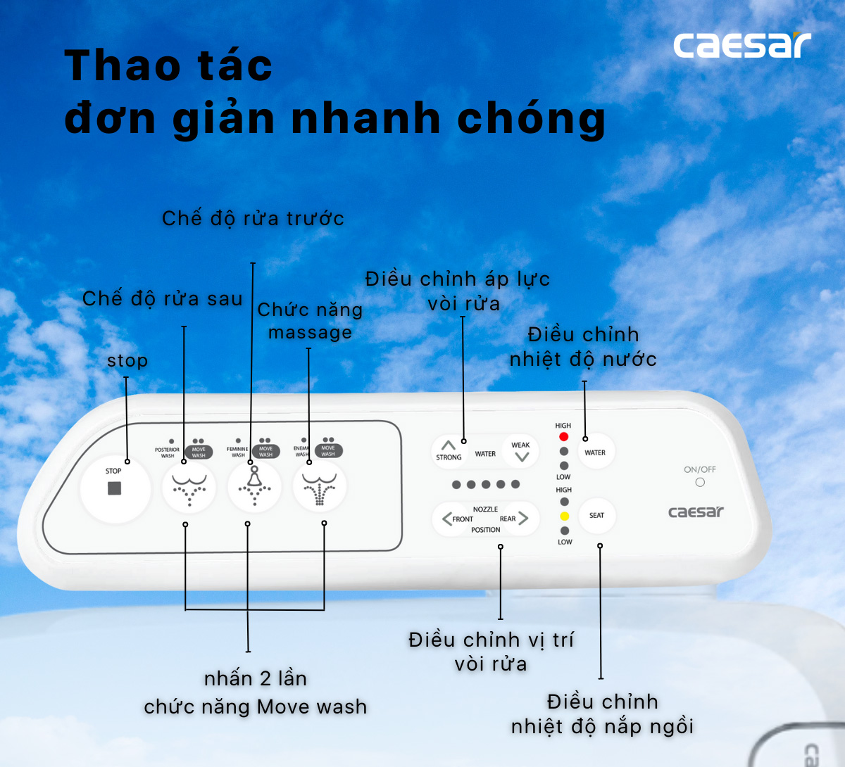 Nắp bồn cầu điện tử Caesar TAF400H - META.vn