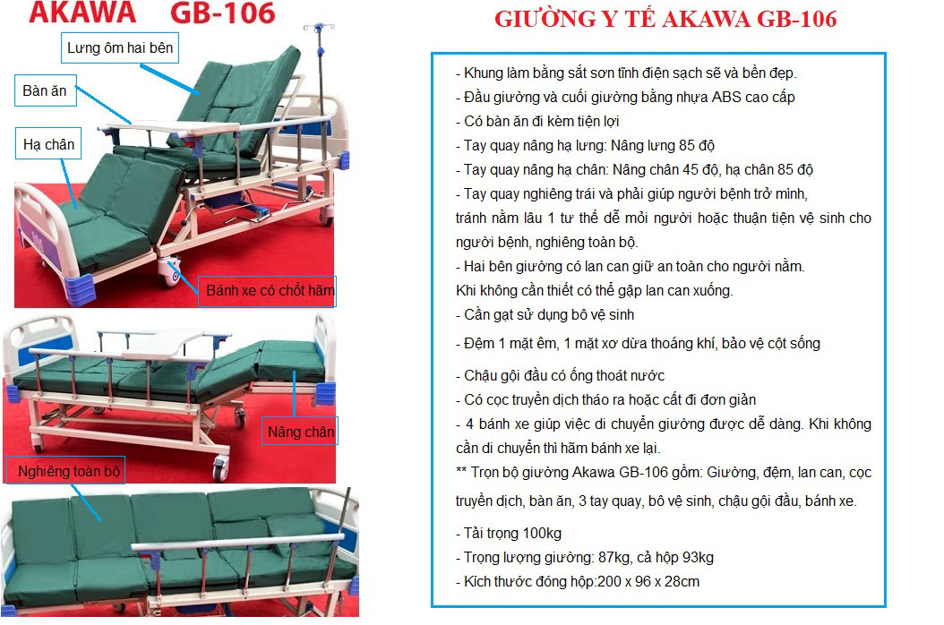 Giường bệnh nhân đa năng Akawa GB-106 - META.vn