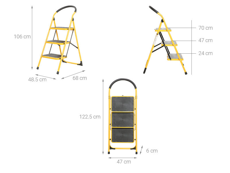 Thang nhôm ghế 3 bậc Tolsen 62683 (tải trọng 150kg) - META.vn