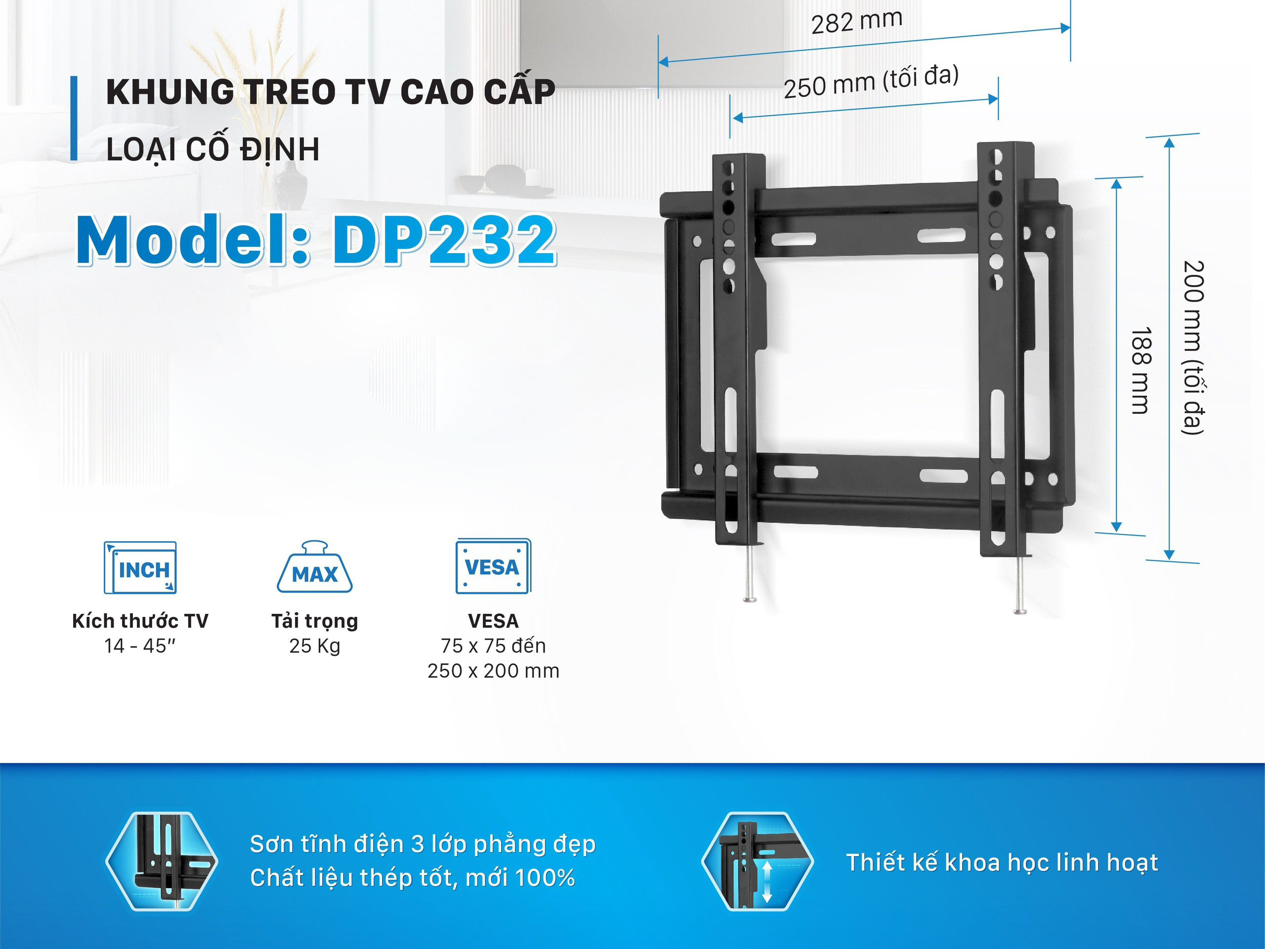 Khung treo tivi cao cấp loại cố định Đại Việt DP232 - META.vn