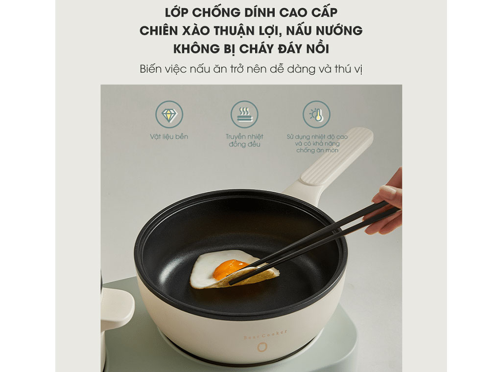 Bếp điện đôi đa năng kèm nồi chảo Bear SB-BD02N - META.vn