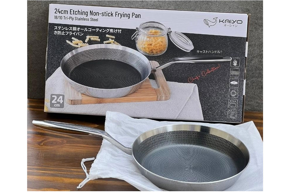 Chảo inox chống dính hoa văn nổi Tri-Ply Kaiyo 24cm - META.vn