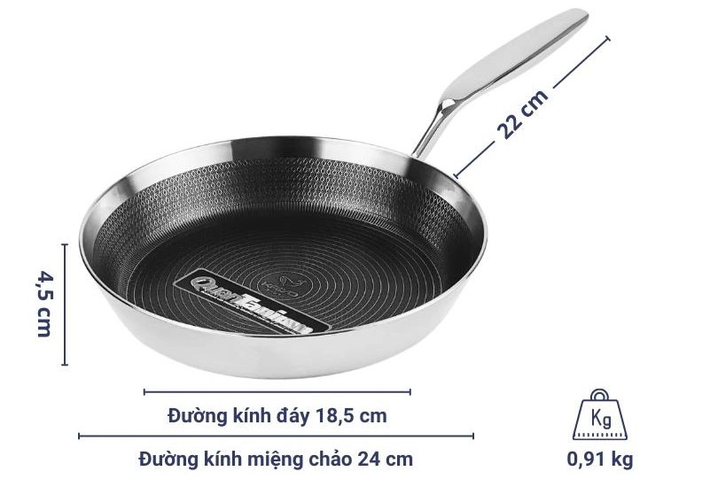 Chảo inox chống dính hoa văn nổi Tri-Ply Kaiyo 24cm - META.vn