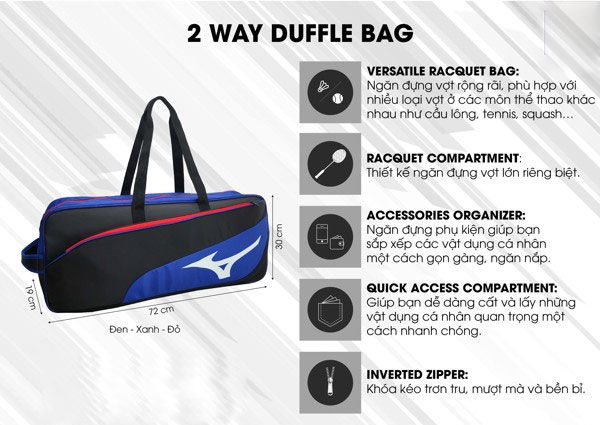 Túi đựng vợt cầu lông Mizuno DUFFLE BAG (MZ-DB2013) - META.vn