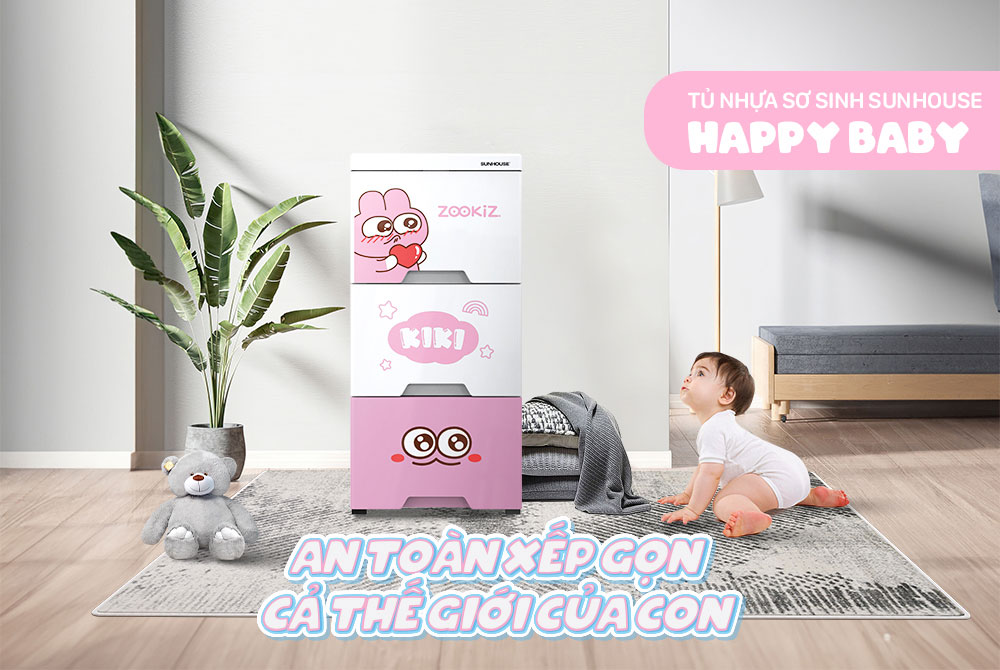 Tủ nhựa 3 ngăn Happy Baby Sunhouse KS-CA343G3 - META.vn