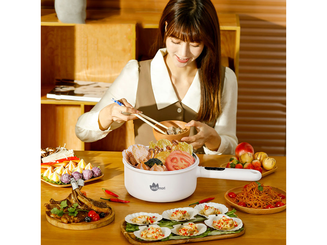 Nồi lẩu điện đa năng Midimori MDMR-569 (750W) kèm xửng hấp - META.vn
