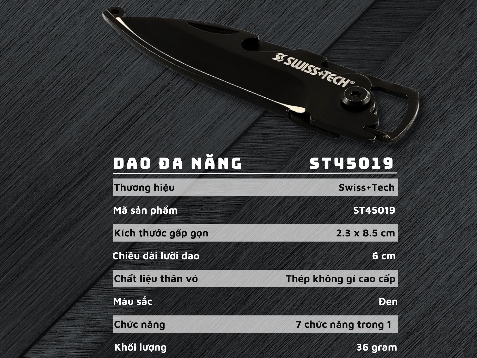 Dao đa năng mỏng nhẹ cao cấp 7 trong 1 Swiss+Tech ST45019 - META.vn