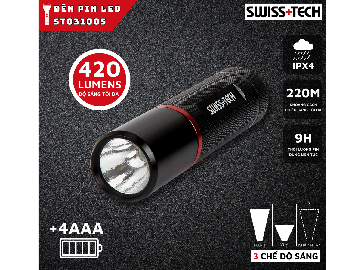 Đèn pin LED 420 Lumen Swiss+Tech ST031005 - META.vn