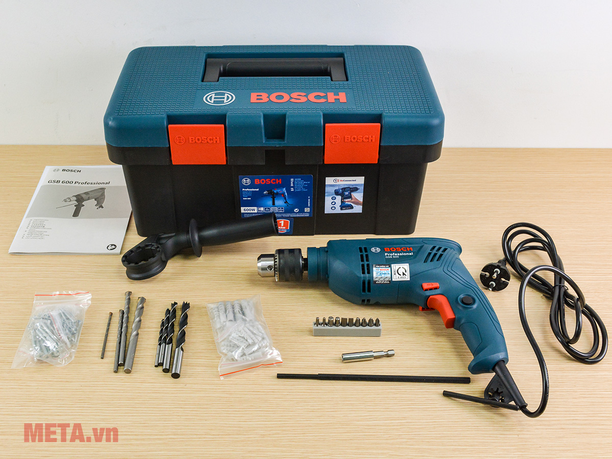 Bộ máy khoan động lực 91 phụ kiện Bosch GSB 600 (06011A03K2) - META.vn