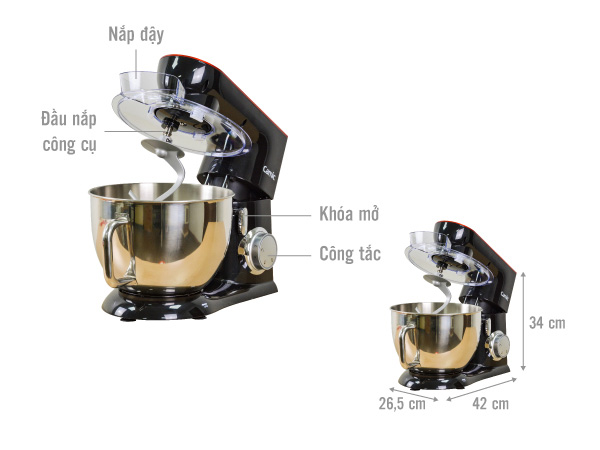 Máy nhào bột Camic SM-1571N (1.800W, thố 9 lít) - META.vn