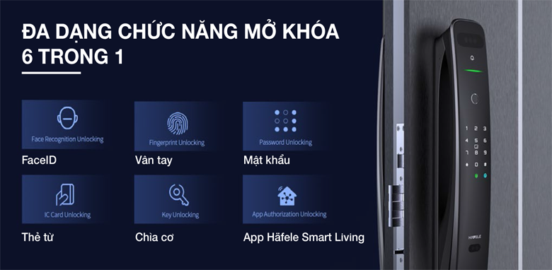 Khóa điện tử nhận diện khuôn mặt 3D-PP9100 Hafele 912.20.697 - META.vn