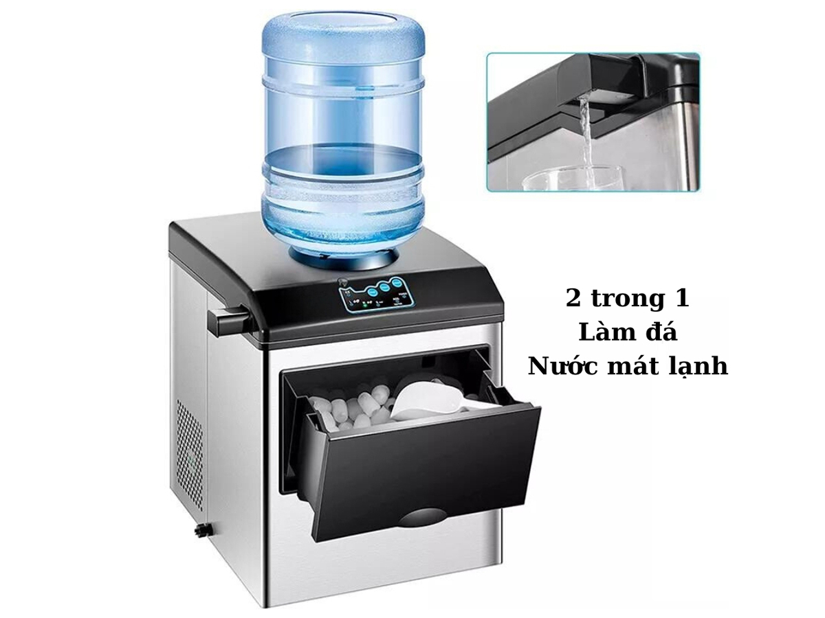 Máy làm đá viên Gourmetmaxx GMI-25KG (25 kg/ngày, kiêm cây nước lạnh ...