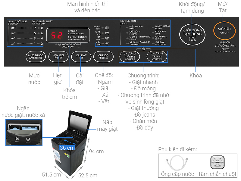 Máy giặt Toshiba 8kg AW-M905BV(MK) - META.vn
