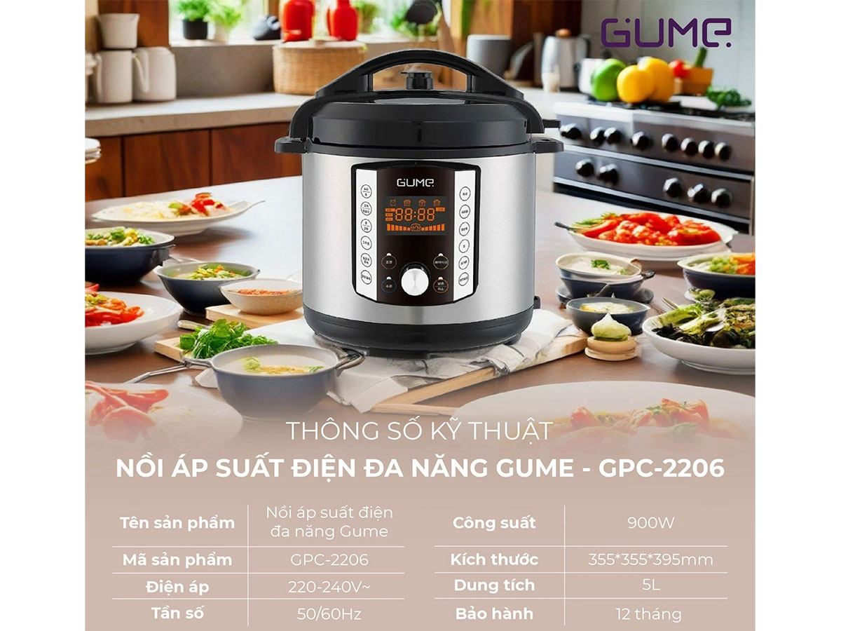 Nồi áp suất điện đa năng Gume GPC-2206 - 5 lít - META.vn