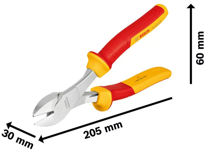 Kìm cắt chéo cách điện Bosch 1.000V VDE 200mm 1600A02NE2 - META.vn