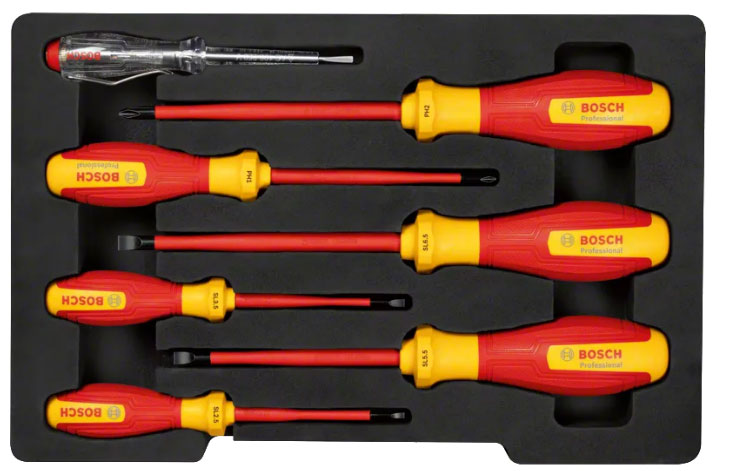 Bộ tua vít cách điện Bosch 1.000V VDE 7 món đầu SL/PH 1600A02NF7 - META.vn