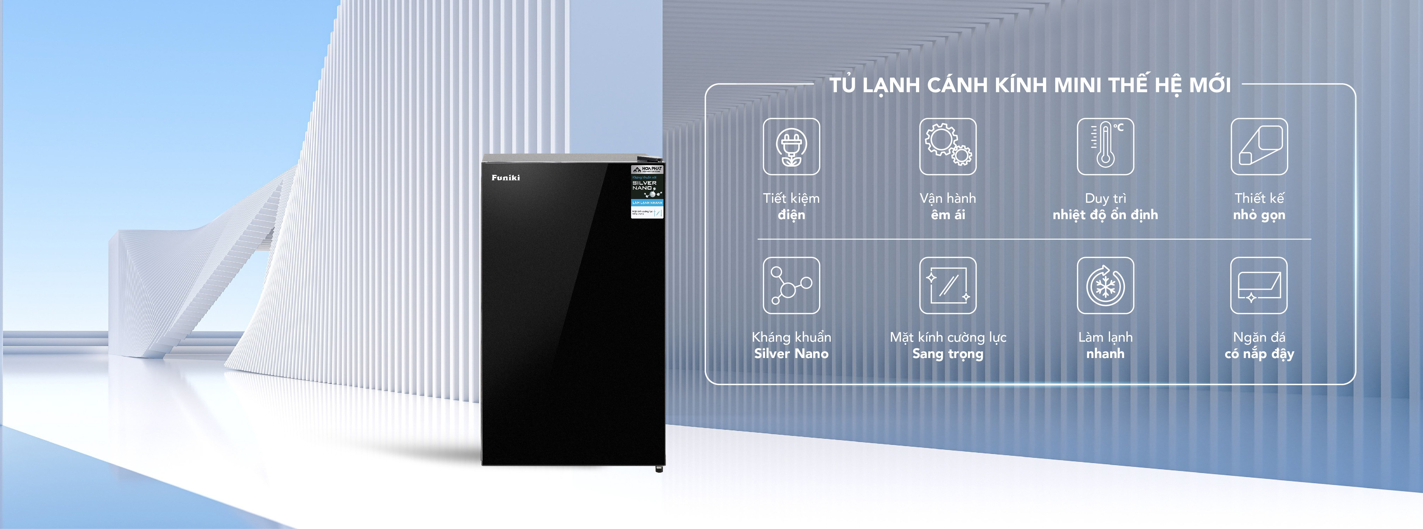 Tủ lạnh mini Funiki cánh kính HR S690GB 90 lít - META.vn