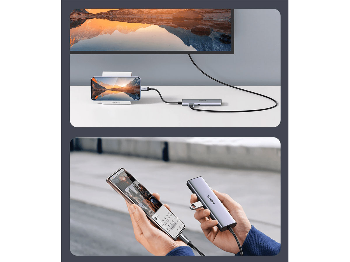 Hub chuyển đổi Type C Ugreen 90568 (HDMI, 2 cổng USB 3.0, SD/TF, cổng ...