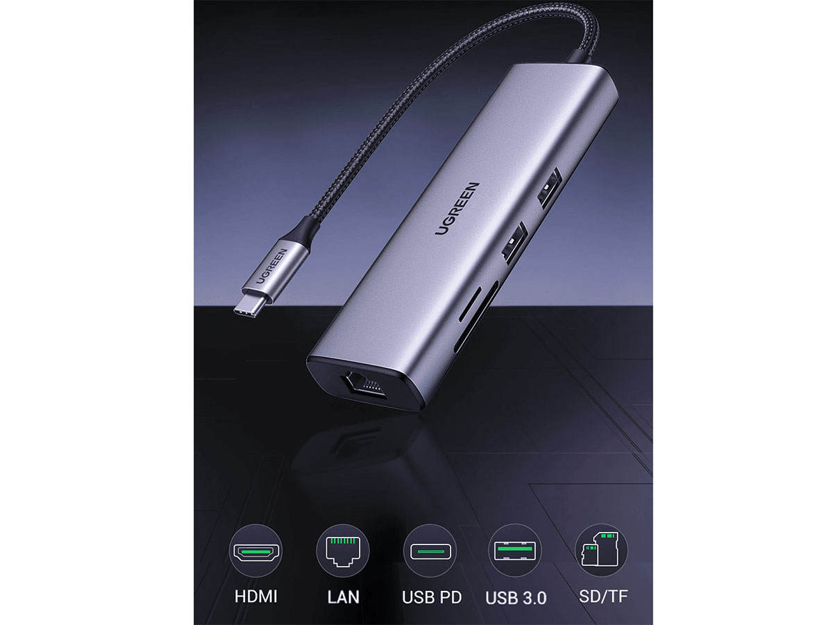 Hub chuyển đổi Type C Ugreen 90568 (HDMI, 2 cổng USB 3.0, SD/TF, cổng ...