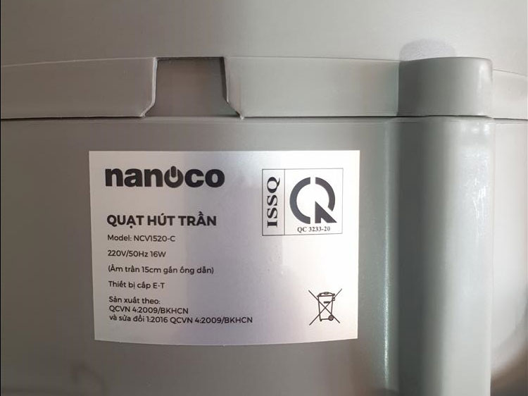 Quạt hút âm trần có ống dẫn Nanoco NCV1520-C – Tư vấn thiết bị xây dựng
